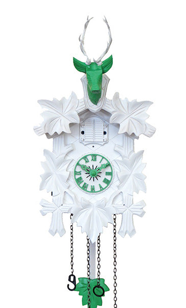 NEW - Quartz Traditional Cuckoo Clock in Modern Colors of white and gr