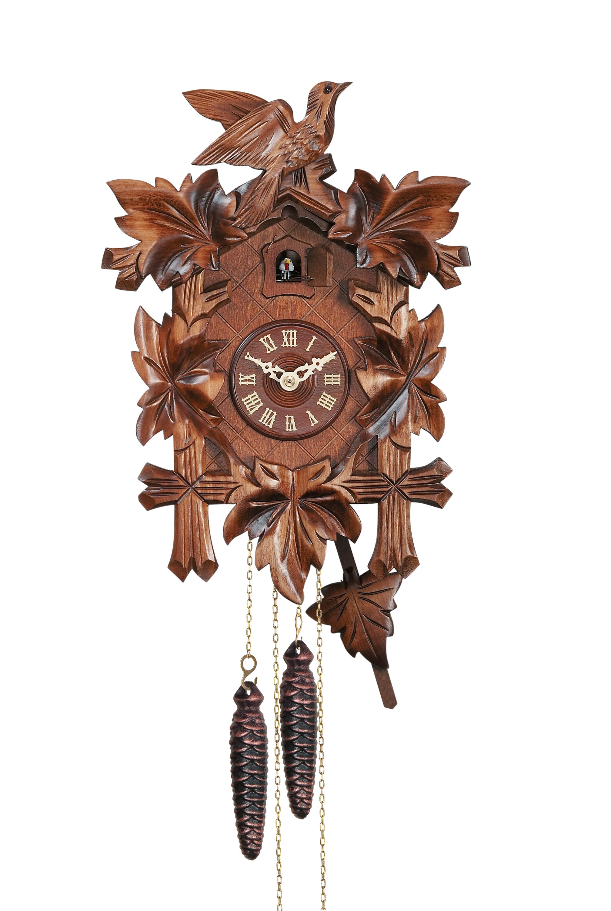 Traditional Cuckoo Clock with Leaves (Eight / 8 Day Movement)