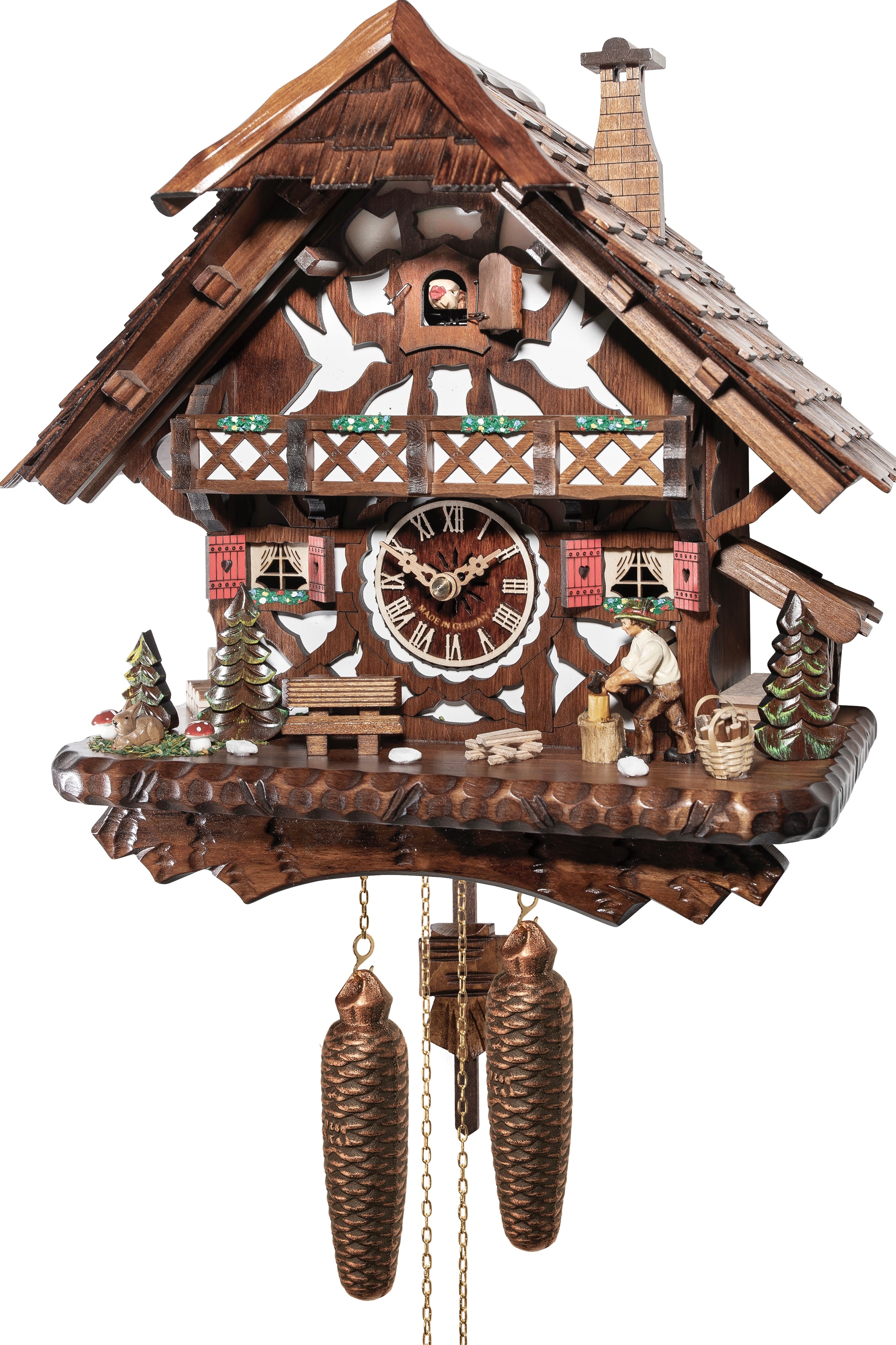 NEW : Chalet Cuckoo Clock with Cut out Styling (eight day movement)