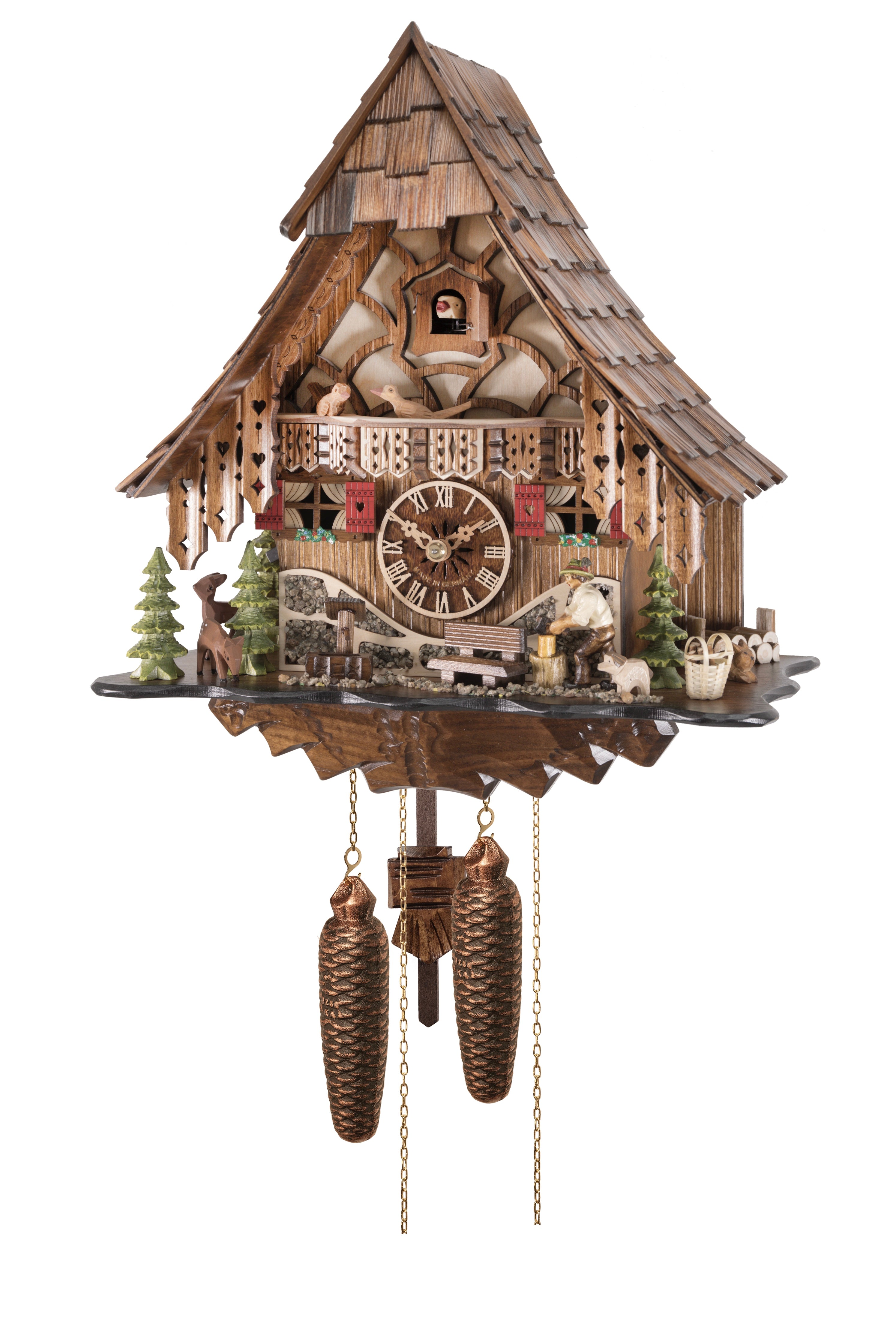 NEW - Well Detailed Chalet Cuckoo with Moving Wood Chopper (Eight Day
