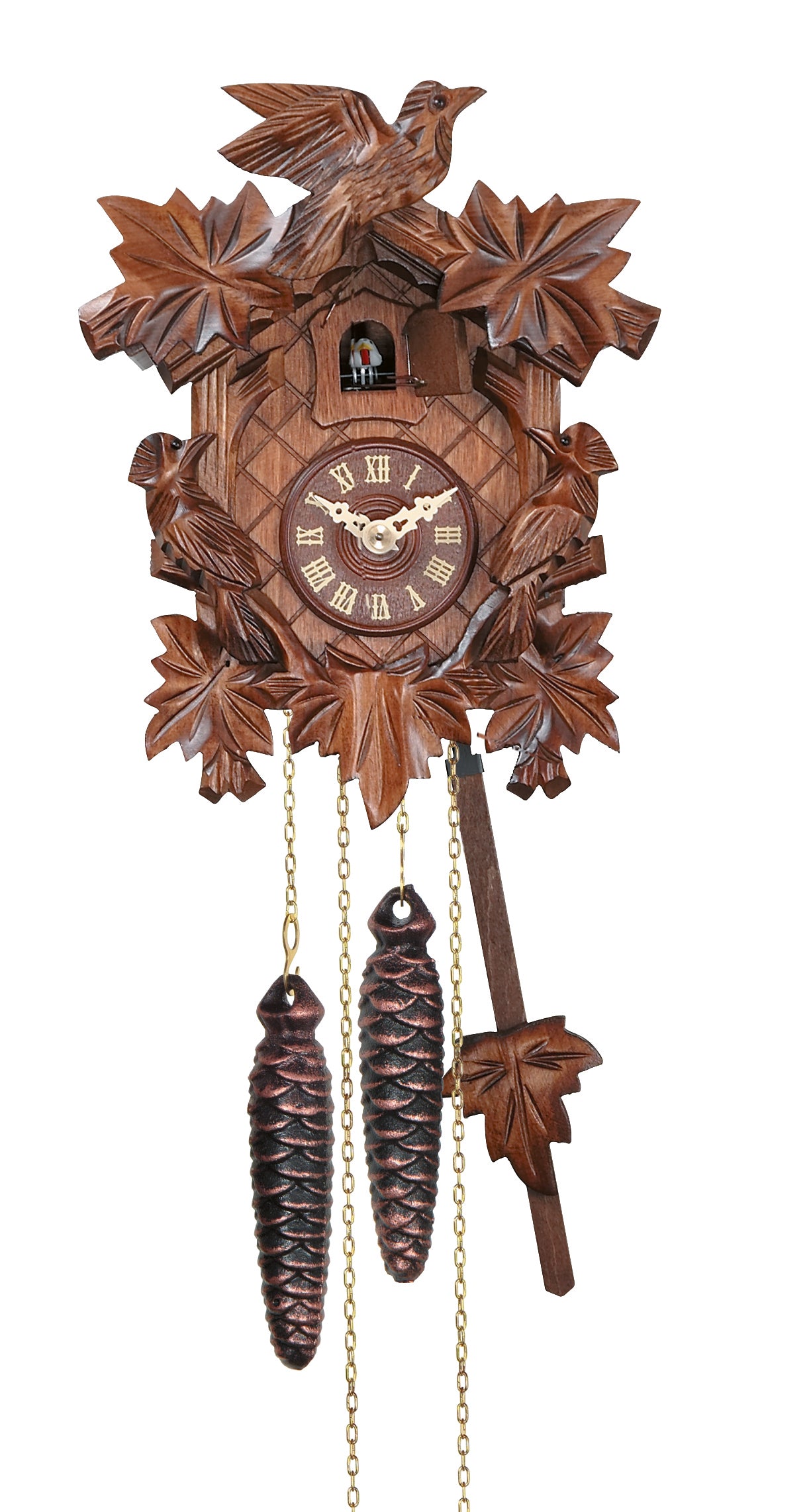 NEW - Quartz Traditional Cuckoo Clock with Three Birds (small) - with